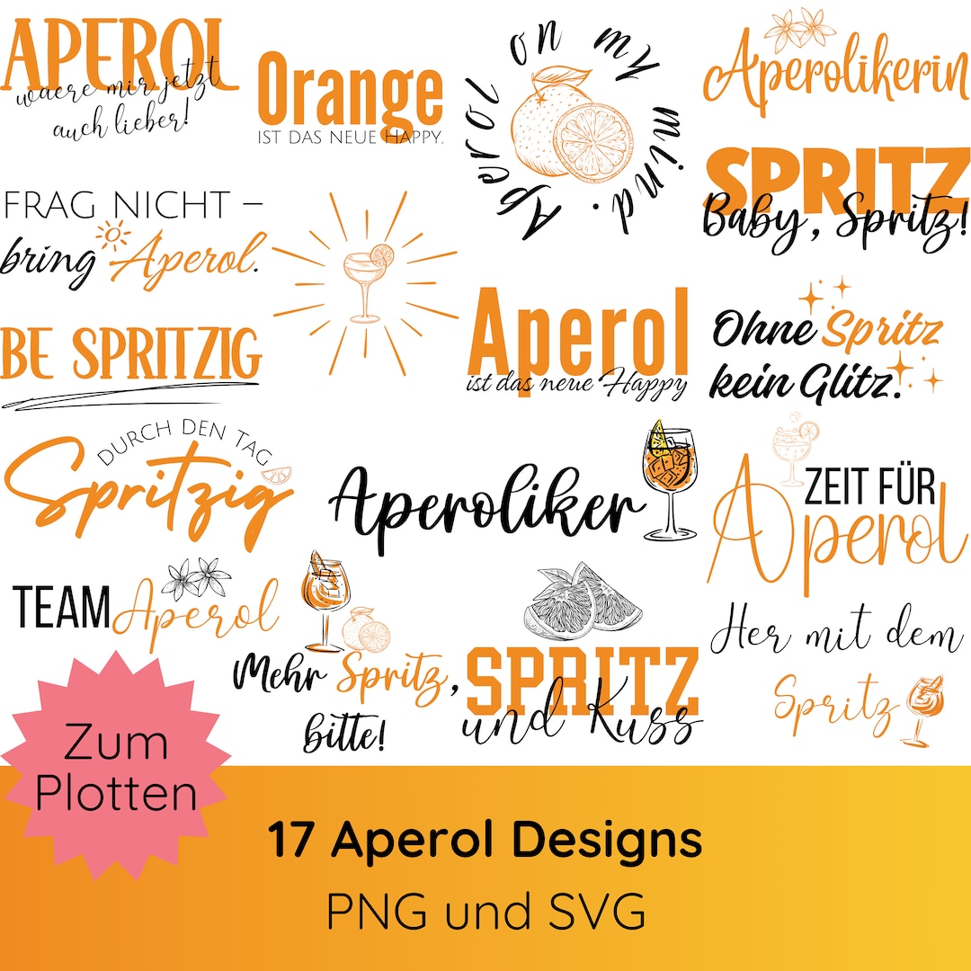 German Aperol SVG PNG Plotter File Bundle Cricut Silhouette Studio ...
