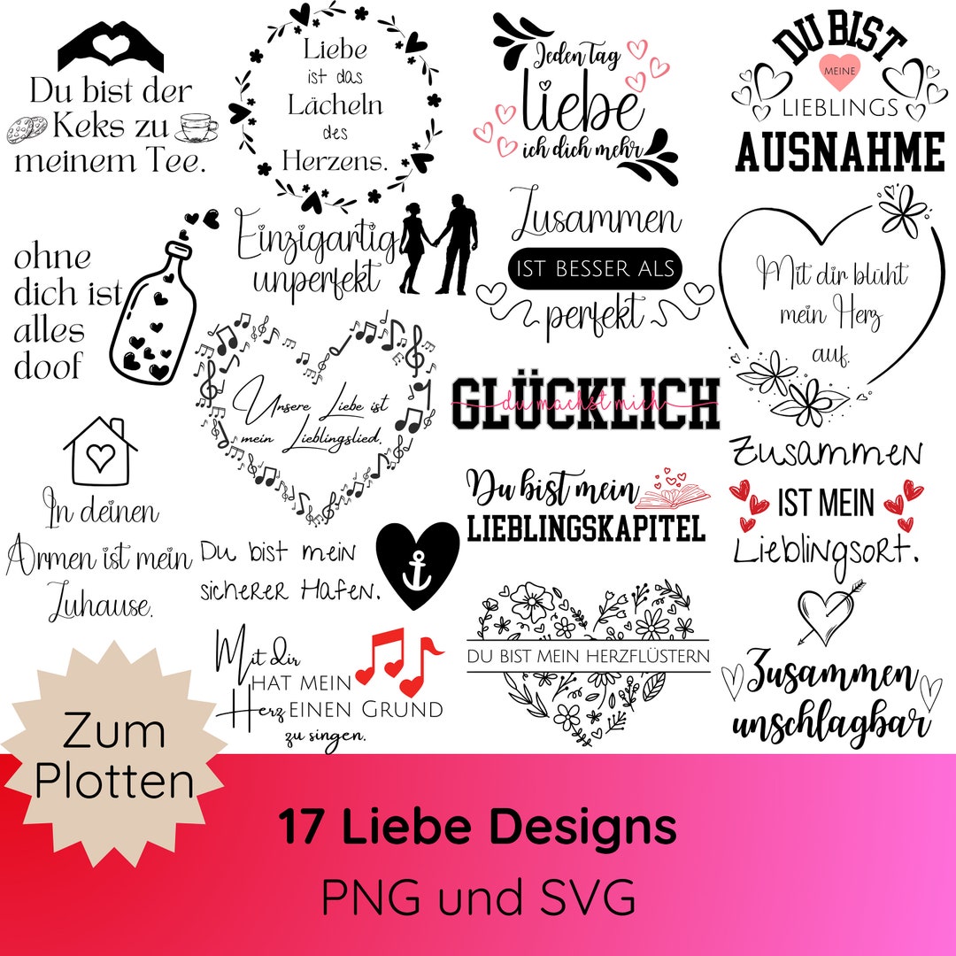 German Plotter File Love SVG PNG Bundle Cricut Silhouette Studio German ...
