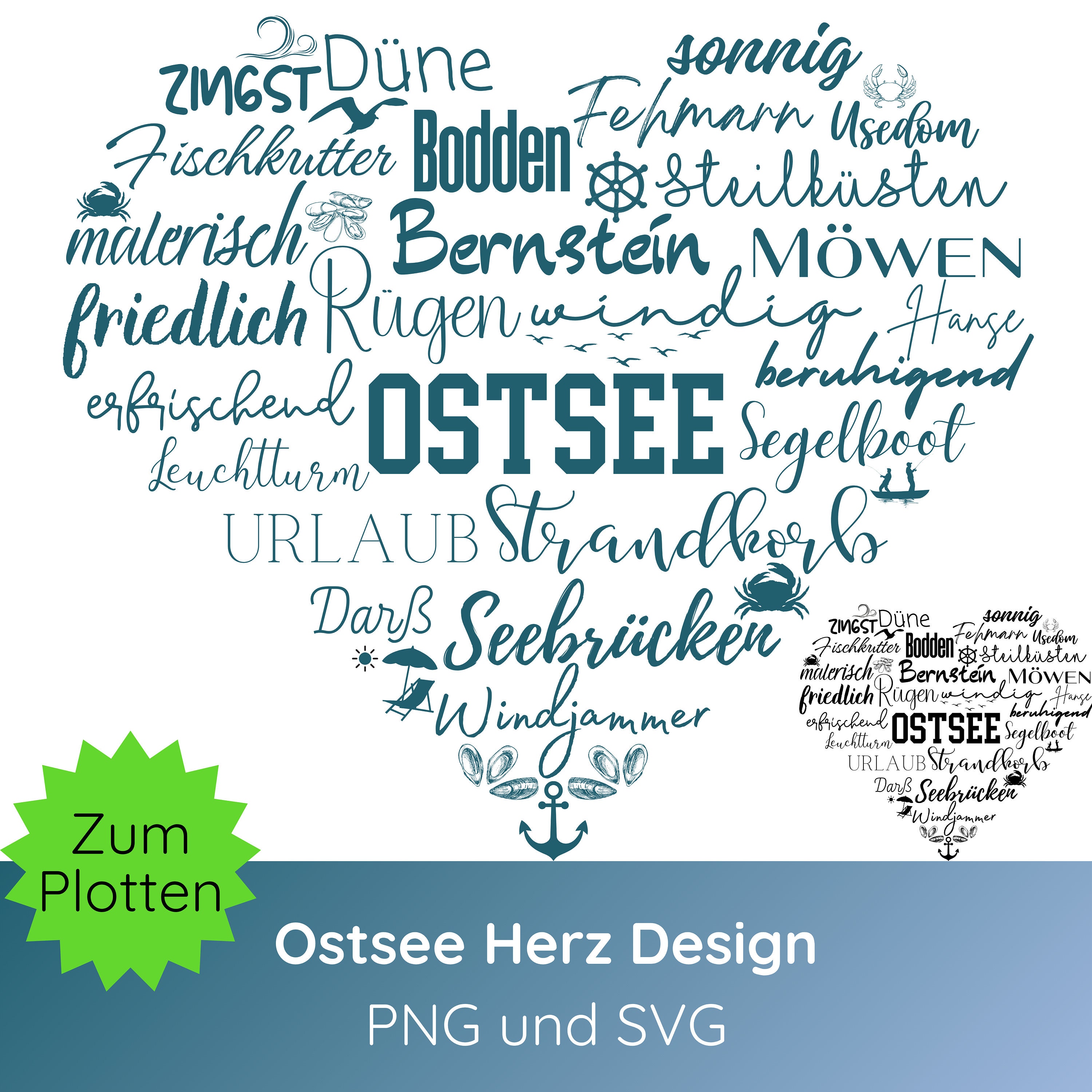 German Plotter File Baltic Sea Heart SVG PNG Cricut Silhouette Studio ...