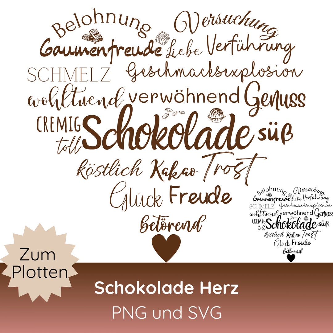 Schokolade Plotterdatei SVG PNG · Herz SVG · Geschenk Mama · Freundin Geschenk · Cricut ...