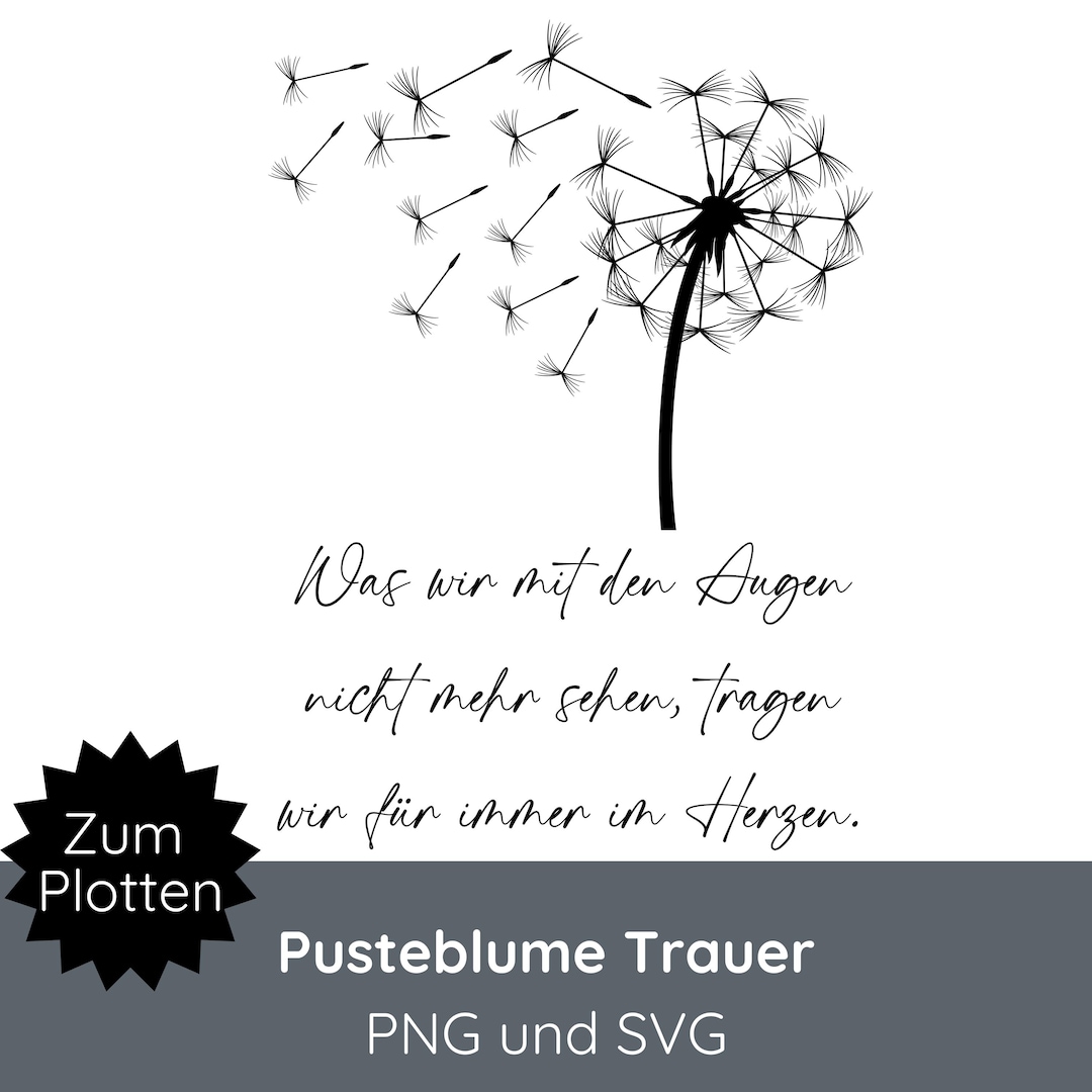 Plotterdatei Trauer SVG PNG · Pusteblume SVG für Trauerkerze · Kissen Trauer · Trauerkarte svg ...