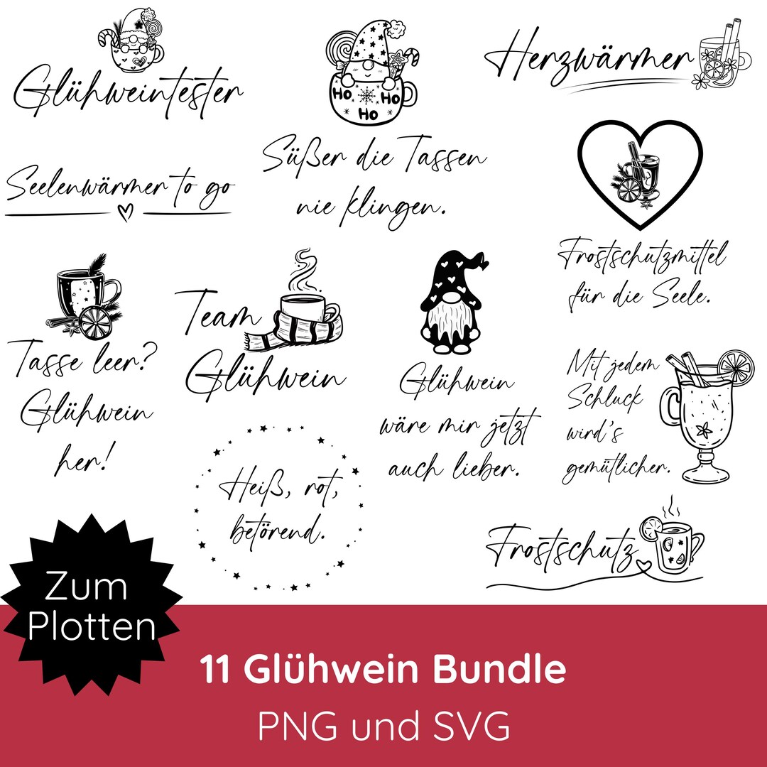 Christmas SVG · Mulled Wine Plotter File Bundle PNG SVG · Plotter ...