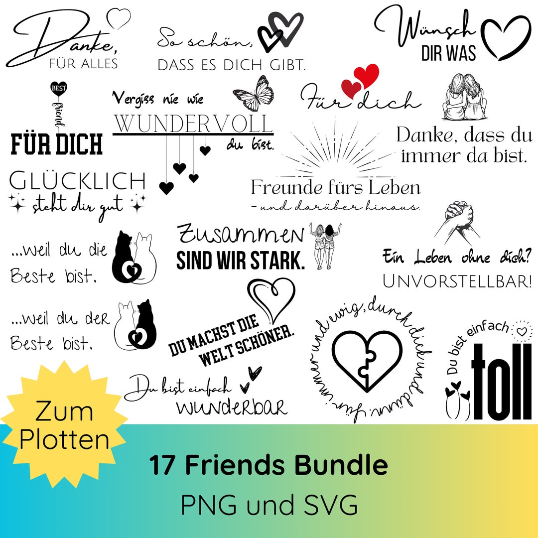 German Plotter File Best Friends SVG PNG Thank You Bundle Gifts Best ...