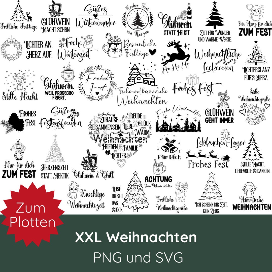 Weihnachten SVG · XXL German Weihnachten Plotterdatei Bundle png svg ...