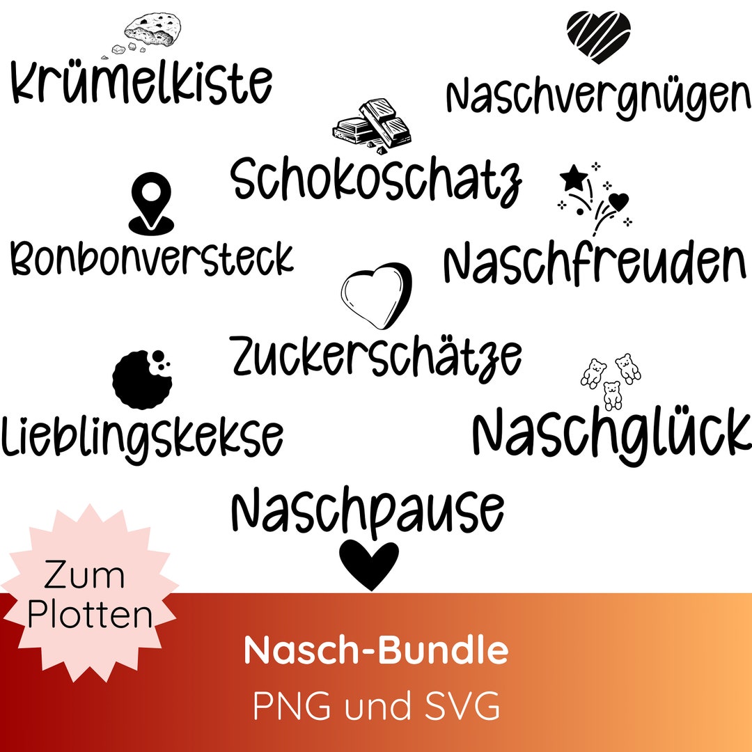 Keksdose Süßigkeitengläser Plotterdatei PNG SVG · Deutsche Sprüche svg für Aufbewahrung ...