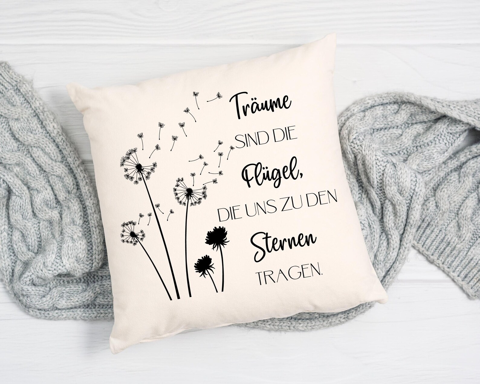 Plotterdatei Pusteblume mit Spruch SVG PNG · Jutebeutel, Kissenbezug ...