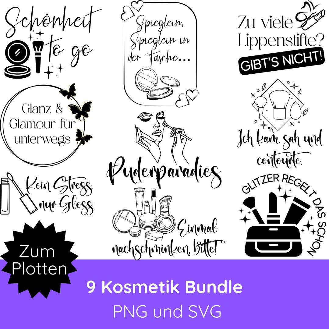 Plotterdatei für Kosmetikbeutel PNG SVG · SVG Beauty Bag · Kosmetik svg · Schminktasche svg ...
