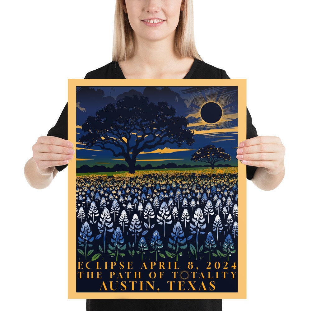 Austin Total Solar Eclipse 2024 Poster Texas Eclipse Path of Totality ...