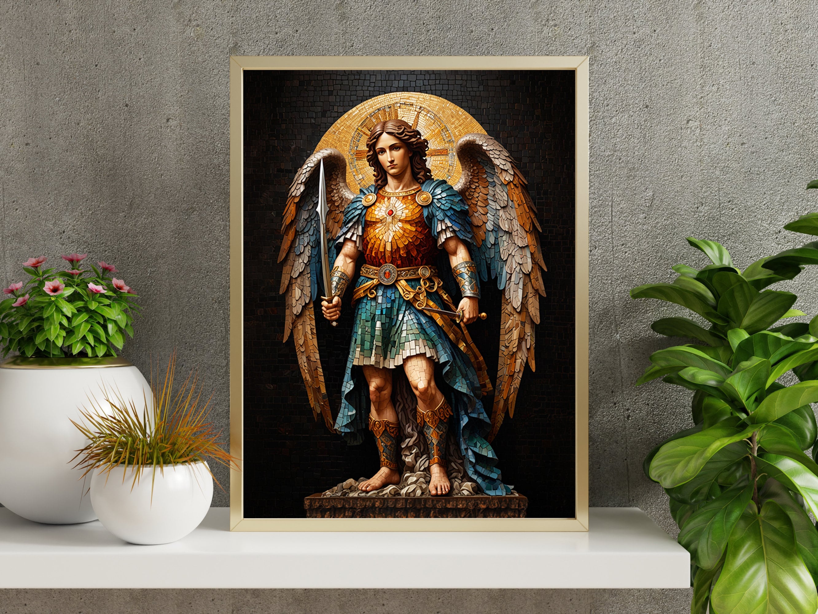 Saint Michael the Archangel | Digital Download | Mosaic Art | St Michael | Archangel | Christian ...