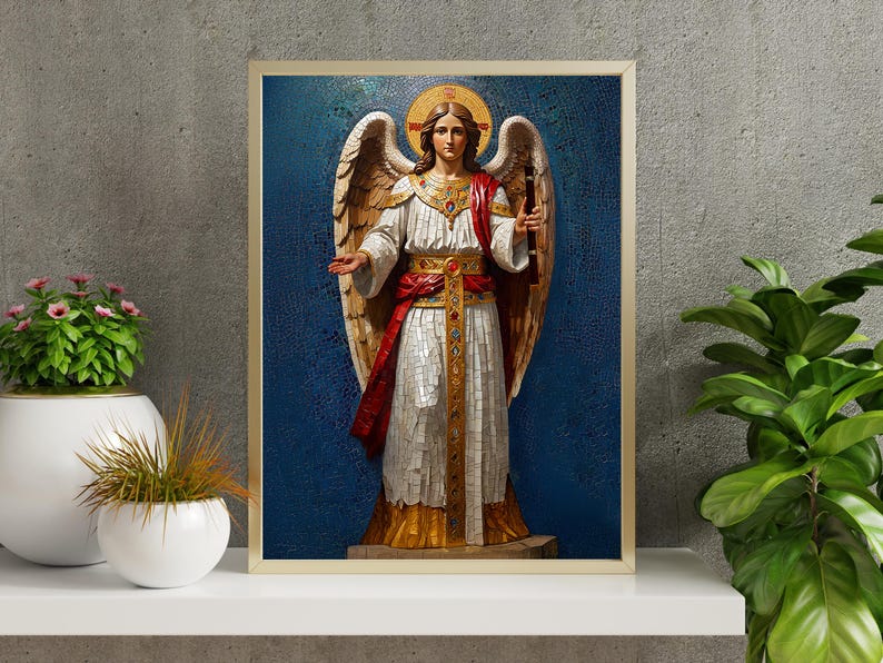 Saint Uriel the Archangel | Digital Download | Mosaic Art | Archangel ...