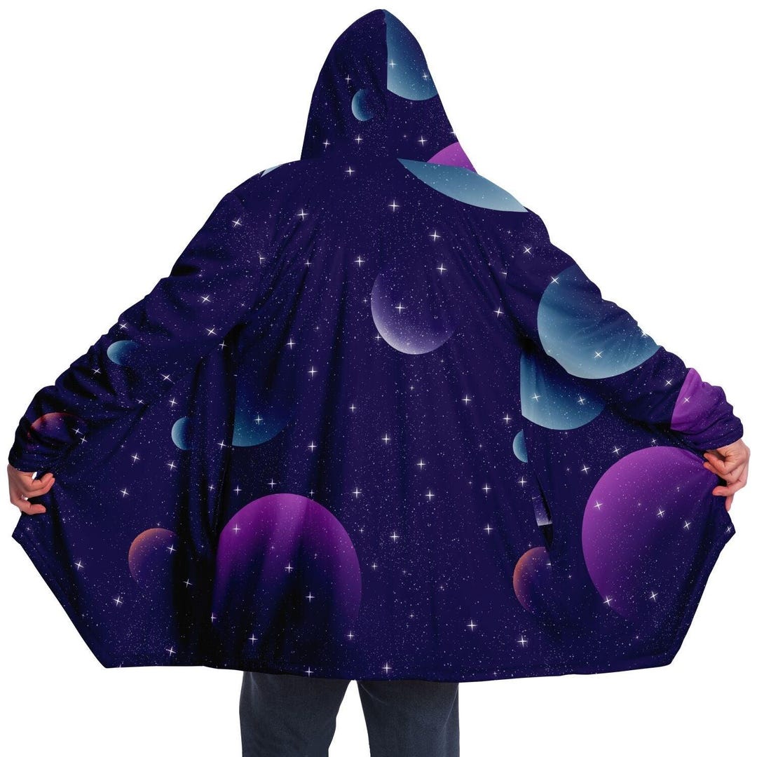 Space With Planets Microfleece Cloak Black or White Lining - Etsy
