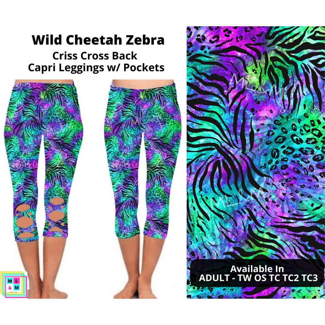 Wild Cheetah Zebra Criss Cross Capri W/ Pockets - Etsy