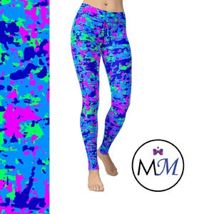 UV Reactive Fluorescent Neon Camo Full Length Leggings With Pockets - Etsy