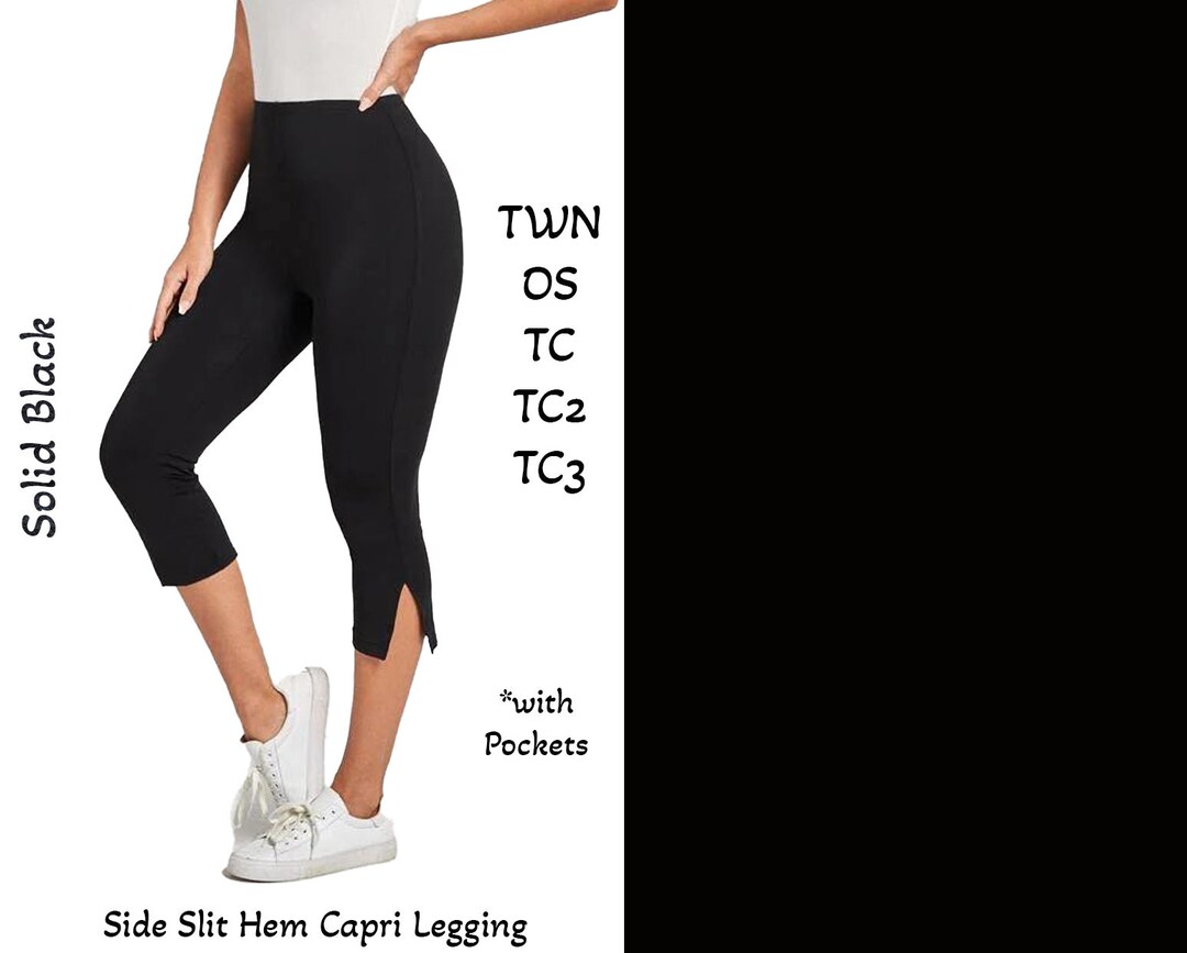 Black Side Slit Capri With Pockets - Etsy
