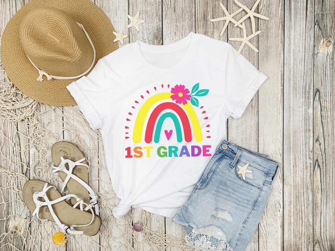 First Grade Rainbow Girls Boys Teacher Team 1st Grade Squad T-shirt ...