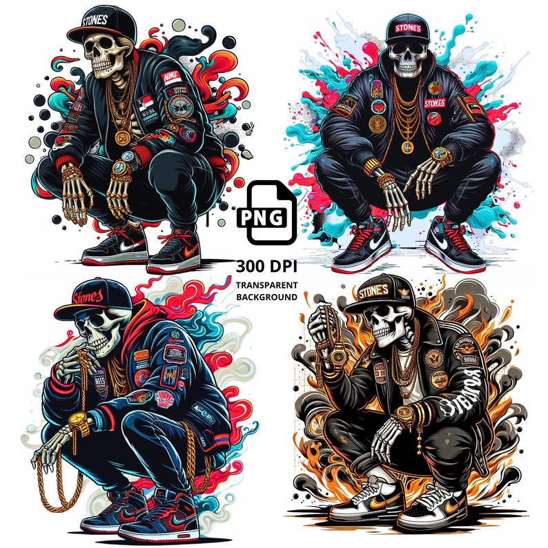 Urban Skeleton PNG Designs,trendy Hip Hop Sublimation Design,skeleton ...