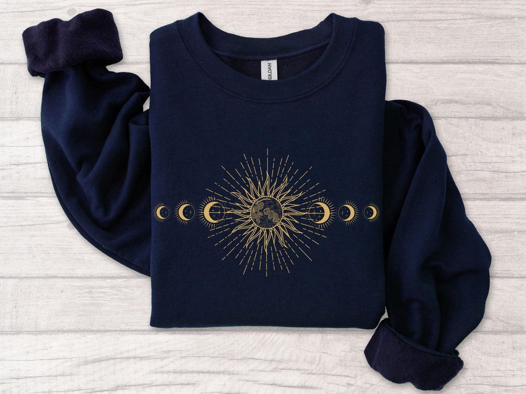 Celestial Sweatshirt,moon Phase Sweatshirt,boho Mystical Moon and Sun ...