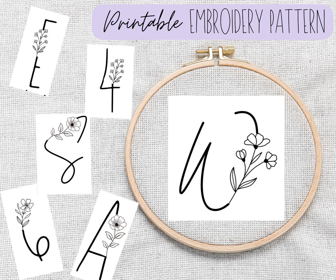 Floral Alphabet and Numbers Digital Download - Whimsical Cursive ...