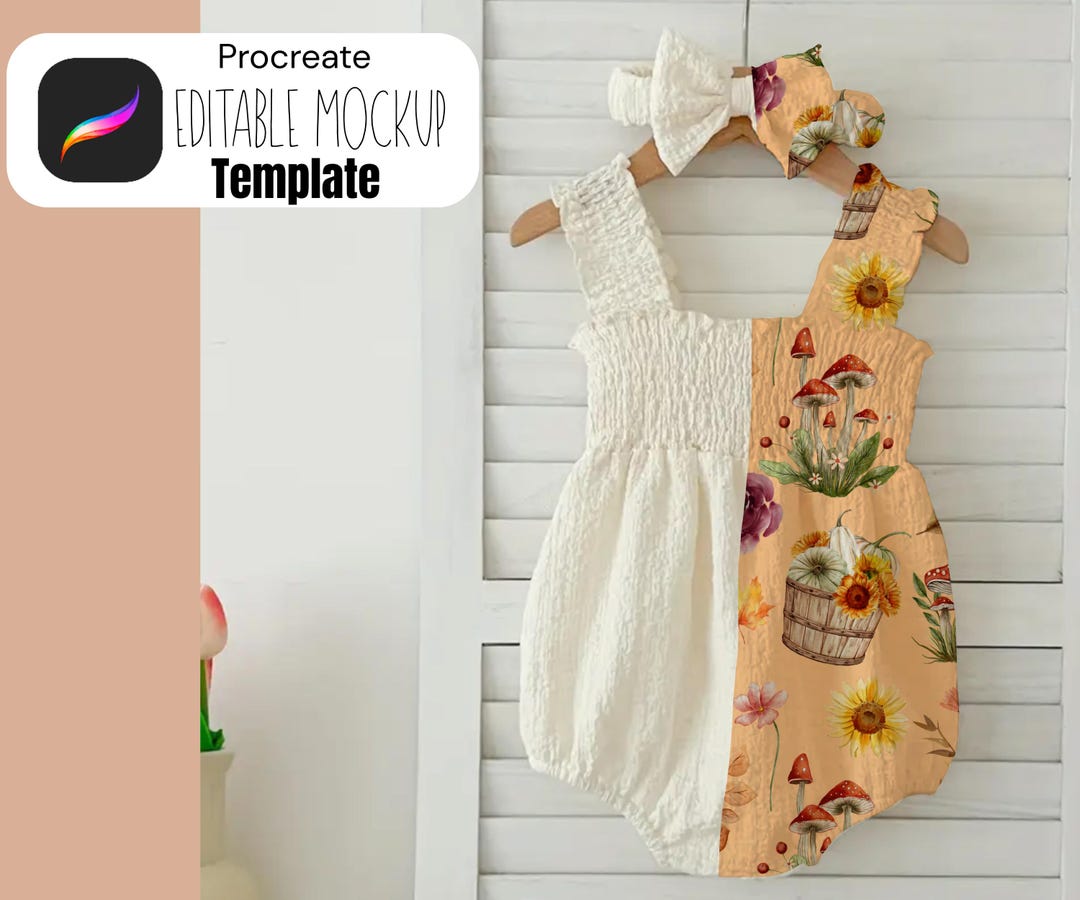 Procreate Baby Romper Mockup Template: Digital Clothing Design (digital ...