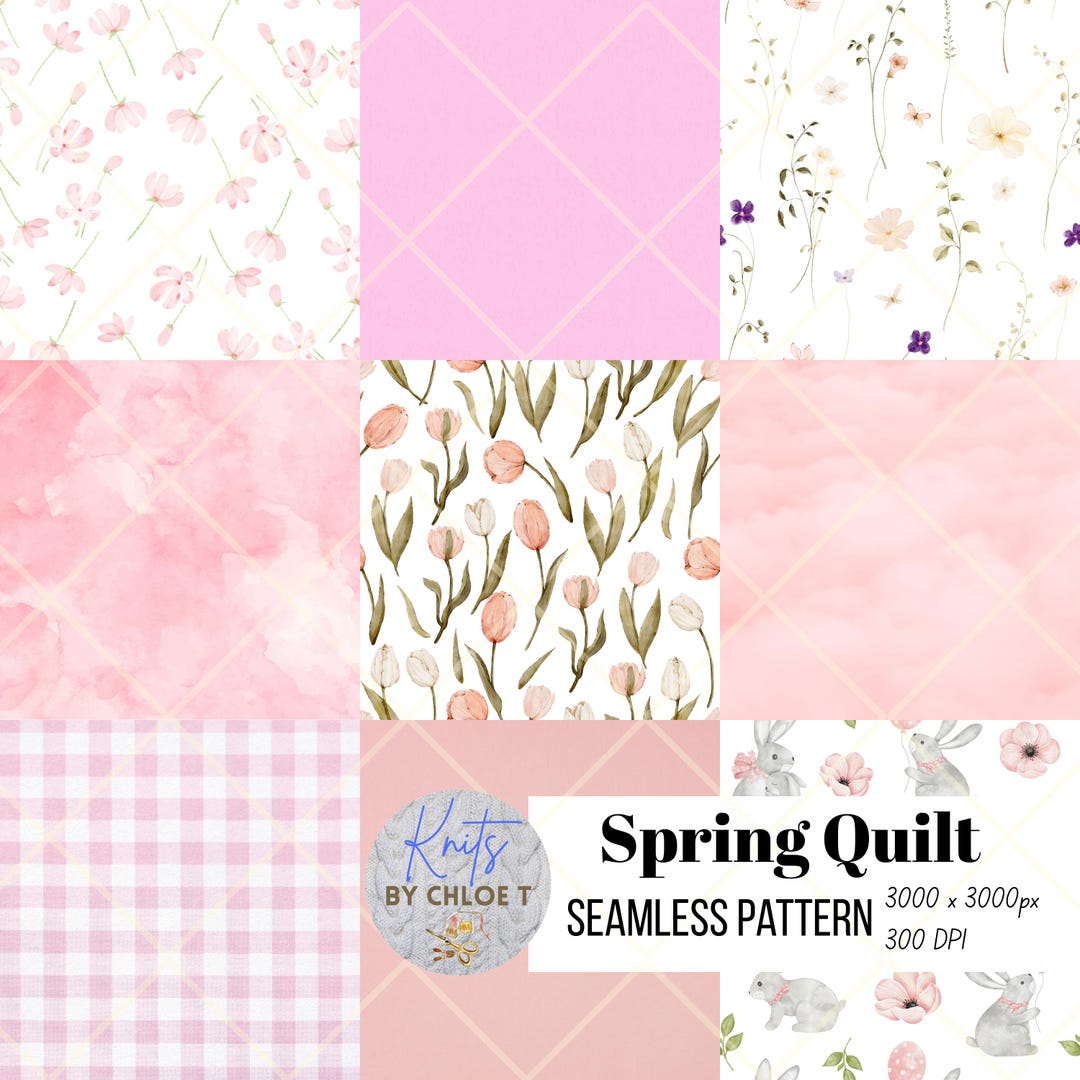 Spring Floral Quilt Pattern: Seamless Botanical Fabric Print (digital ...