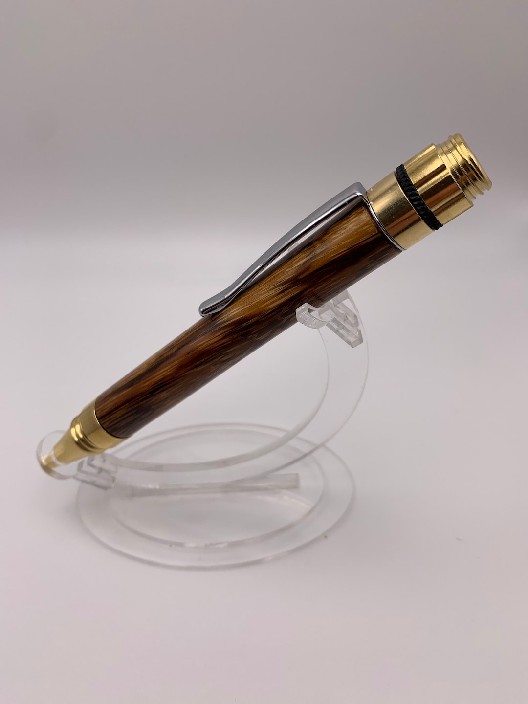 Handmade Wooden Pen: Zebrawood Fidget Spinner in Gold - Etsy