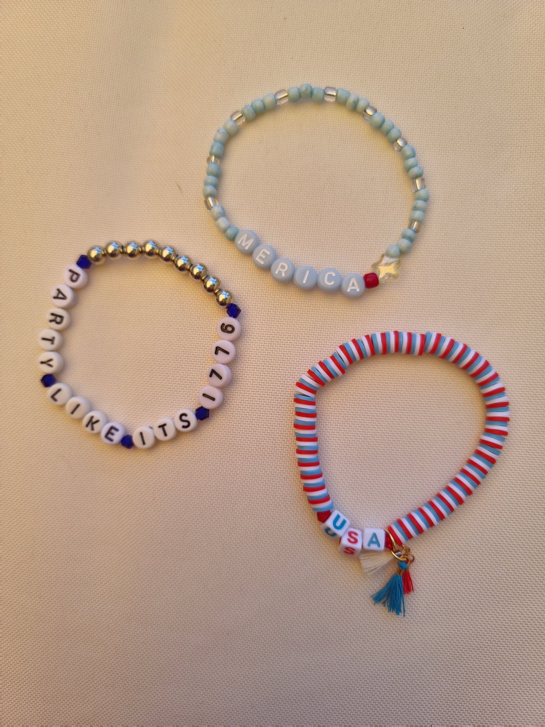 Freedom Mix-n-match | Handmade Clay Beaded Bracelets, 4th of July, USA ...