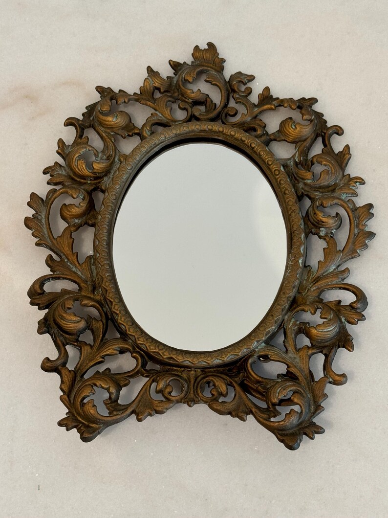 Antique Wilton Brass Cast Iron Rococo/baroque Mirror With Stand. - Etsy