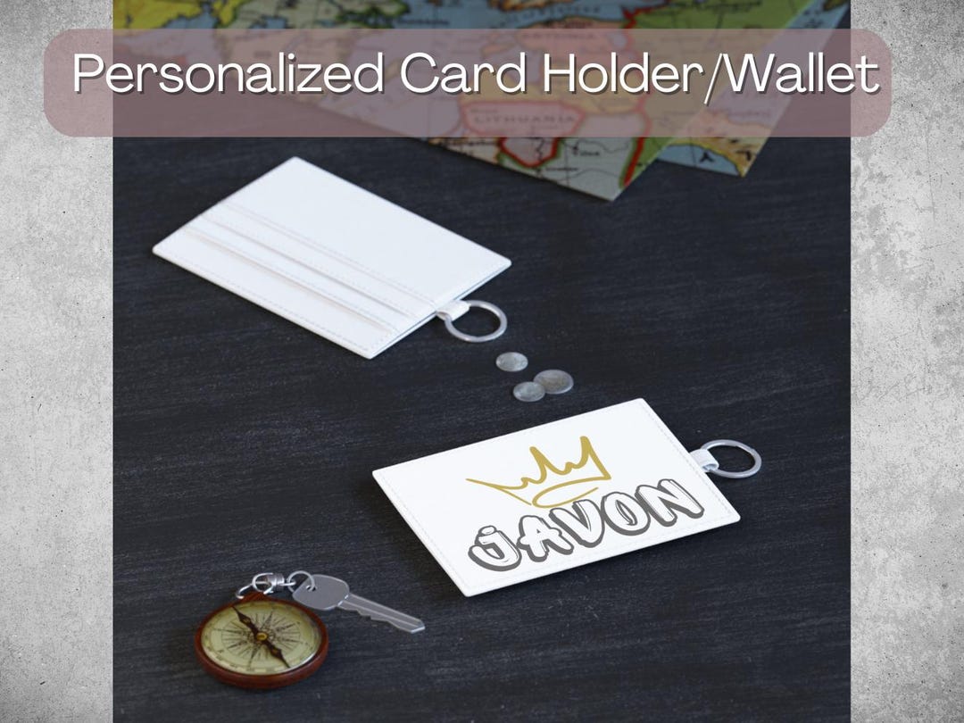 White Leather Custom Card Holder Wallet - Etsy