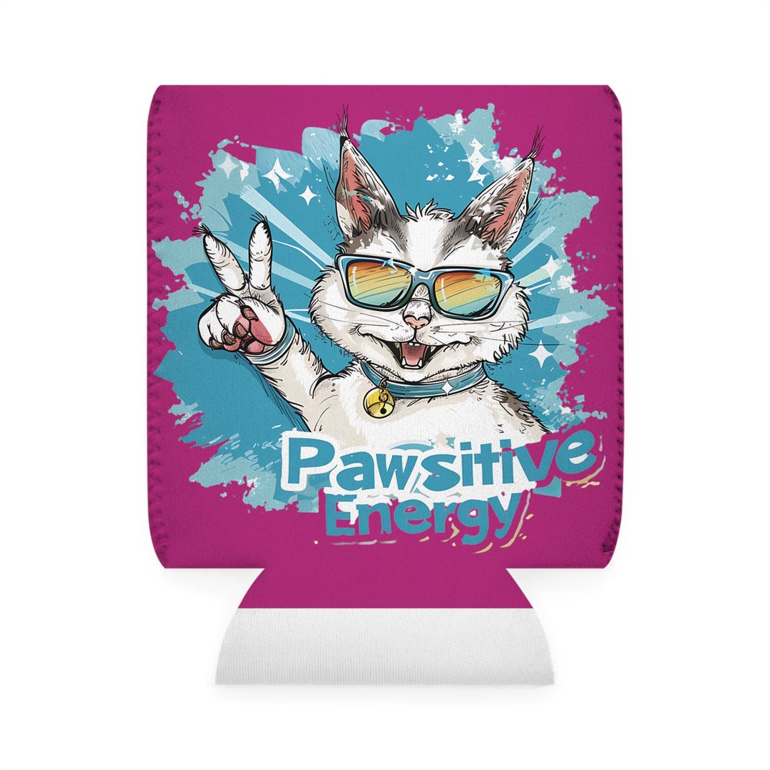 Pawsitive Energy Can Cooler L Cat Koozie L Fun Koozie L Funny Koozie ...