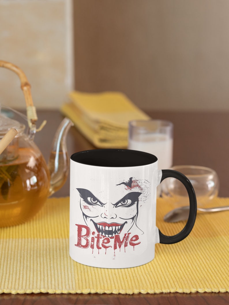 Bite Me Vampire Coffee Mug, Gothic Horror Halloween Cup - Etsy