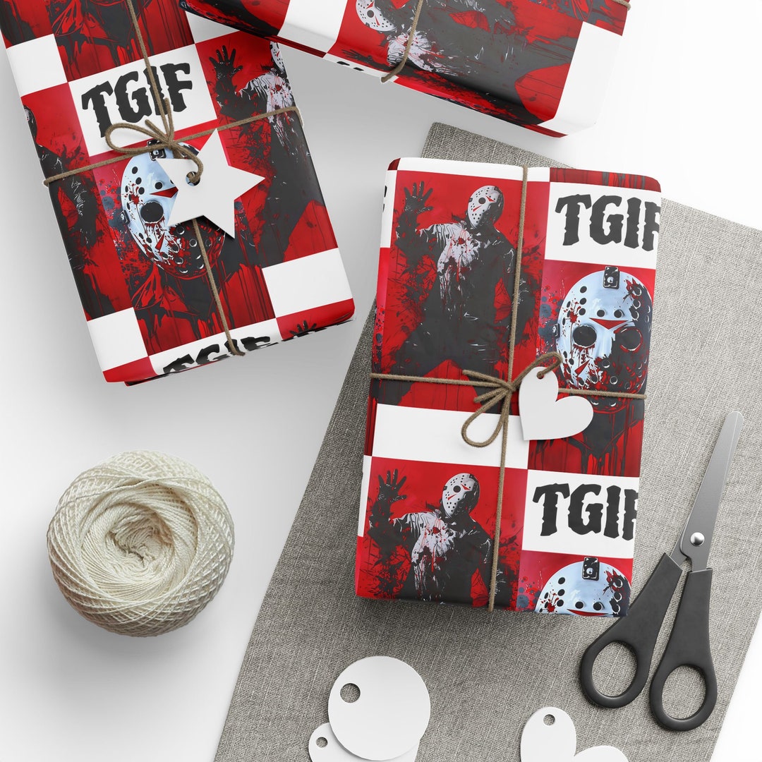 Friday the 13th Gift Wrap, Jason Voorhees Fan, Camp Crystal Lake, TGIF ...