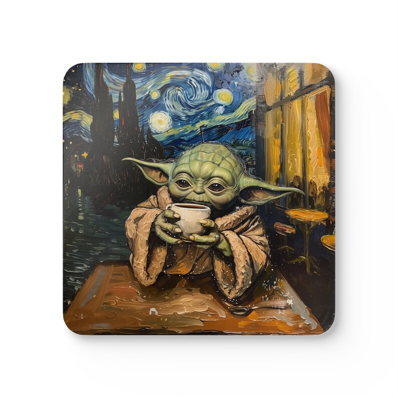 Grogu Starry Night Coaster Set, Baby Yoda Gift - Etsy