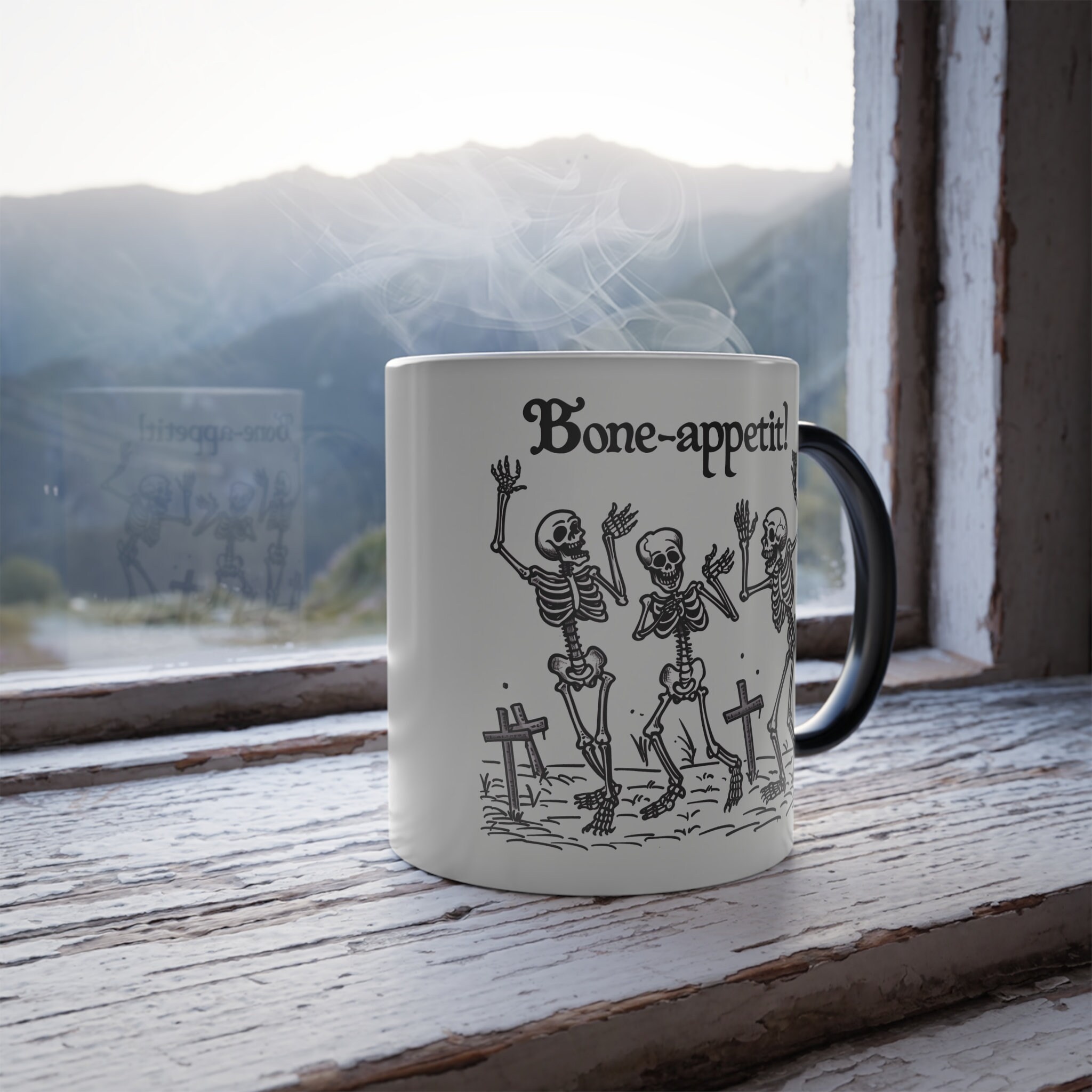 Bone-appetit Dancing Skeletons Color Changing Mug, Spooky Season Coffee ...