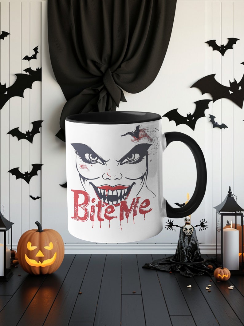 Bite Me Vampire Mug, Spooky Creepy Scary Mug, Vampire Lovers Gift Idea ...