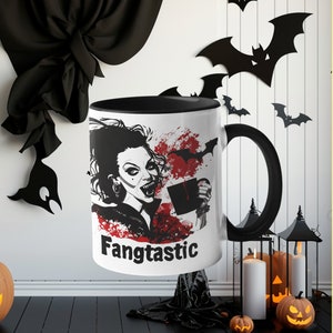 Fangtastic Vampire Mug, Vampire Drinking Blood, Gothic Creepy Spooky ...