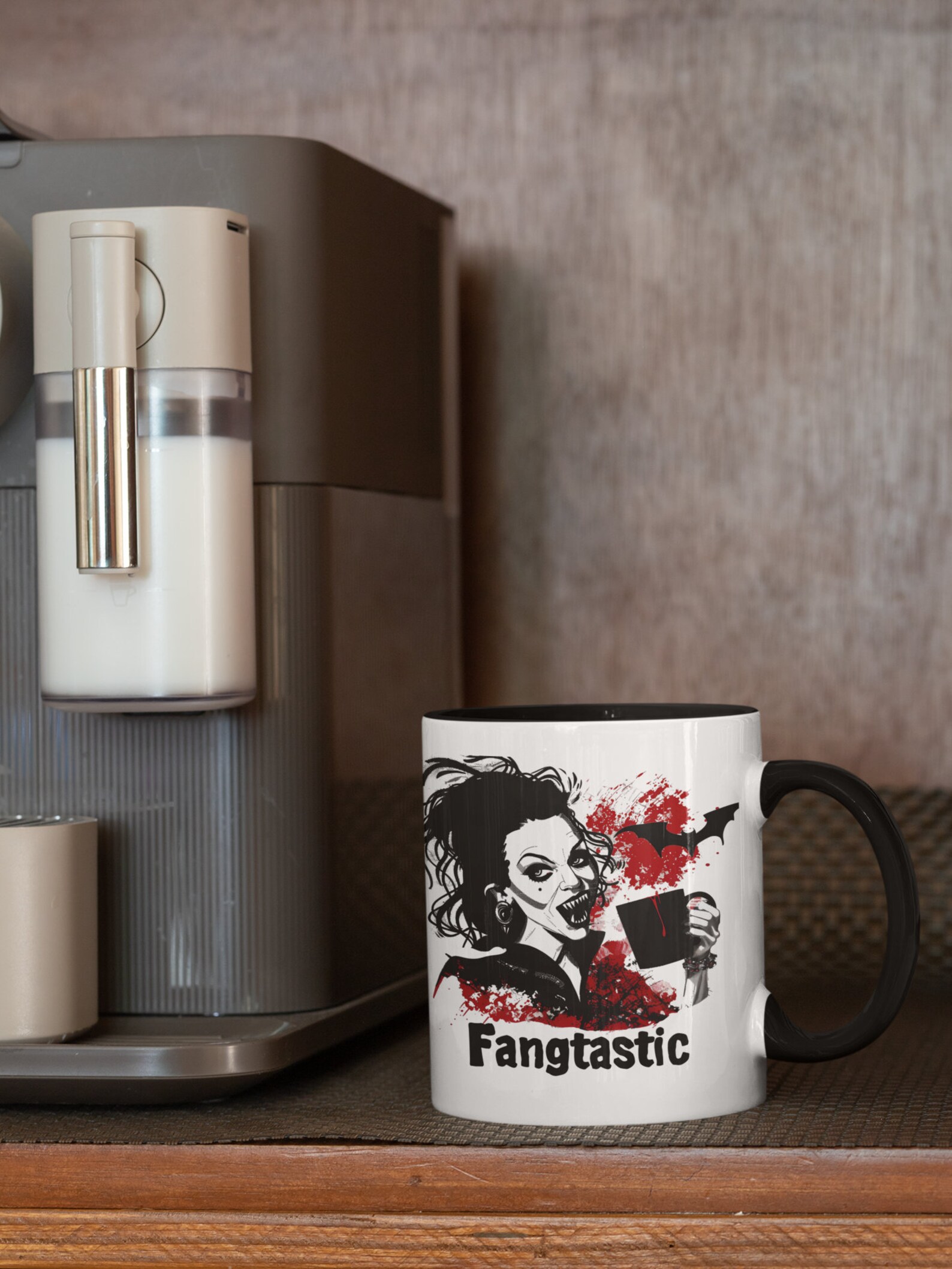 Fangtastic Vampire Mug, Vampire Drinking Blood, Gothic Creepy Spooky ...
