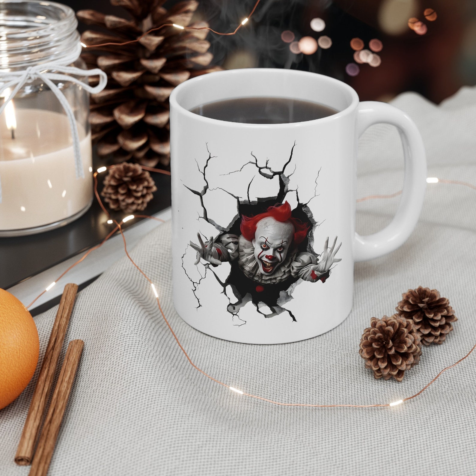 Pennywise Breaking Through Mug, It Movie Fans Gift, Horror Movie Cup ...