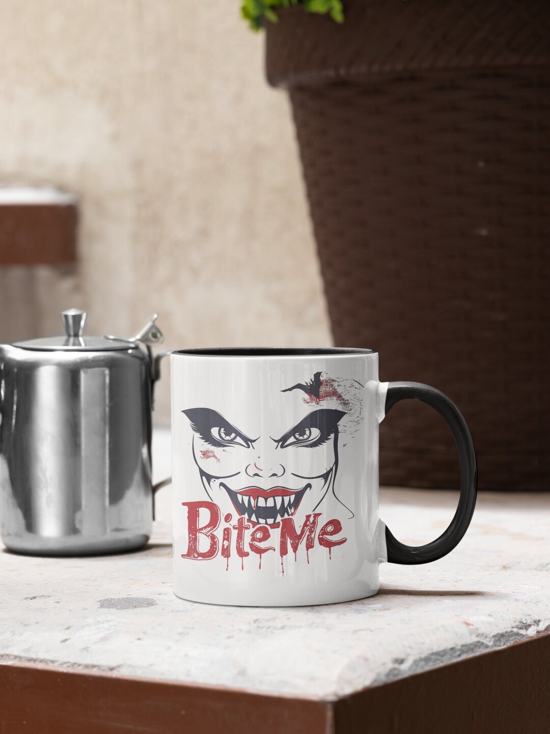 Bite Me Vampire Mug, Spooky Creepy Scary Mug, Vampire Lovers Gift Idea ...