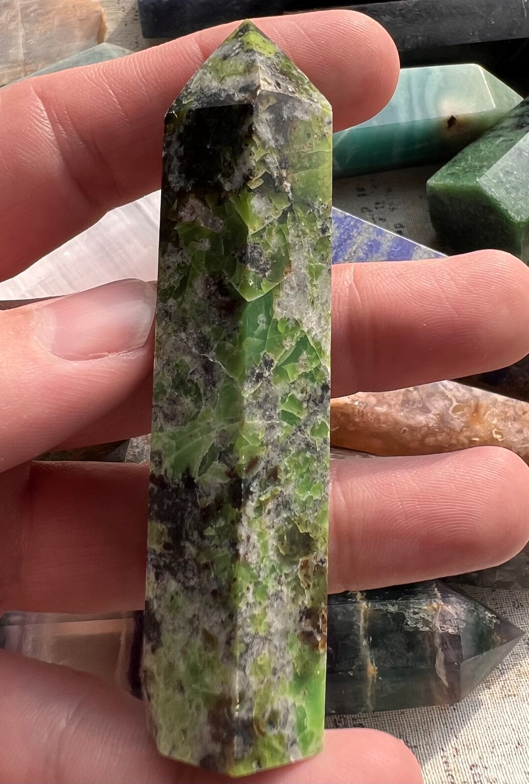 Serpentine Crystal Tower | Earth Element Aligned | Gemini Zodiac Stone ...