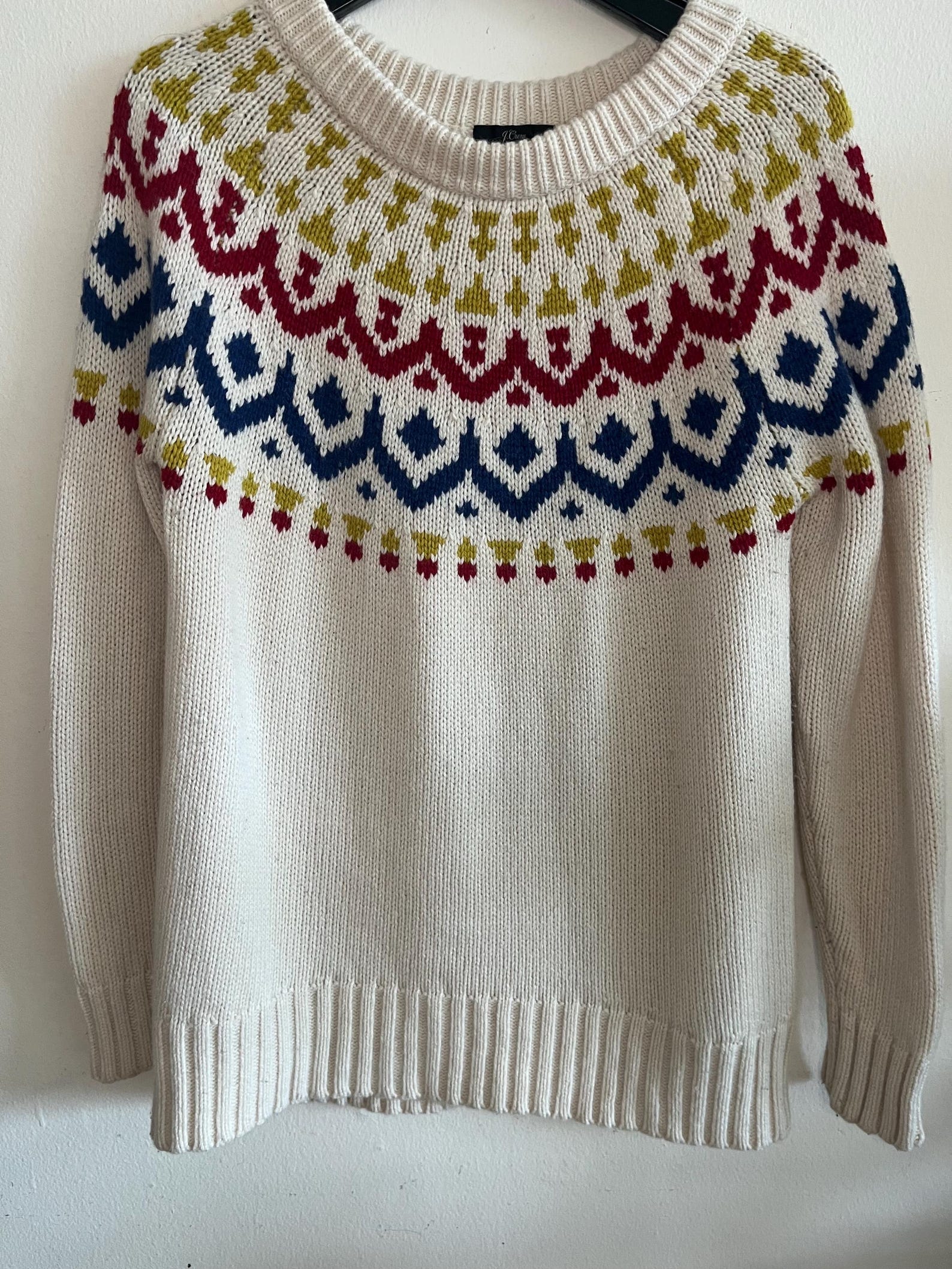 J.crew Fair Isle Wool Blend Sweater | Size Small | Oversized Look | 70s ...