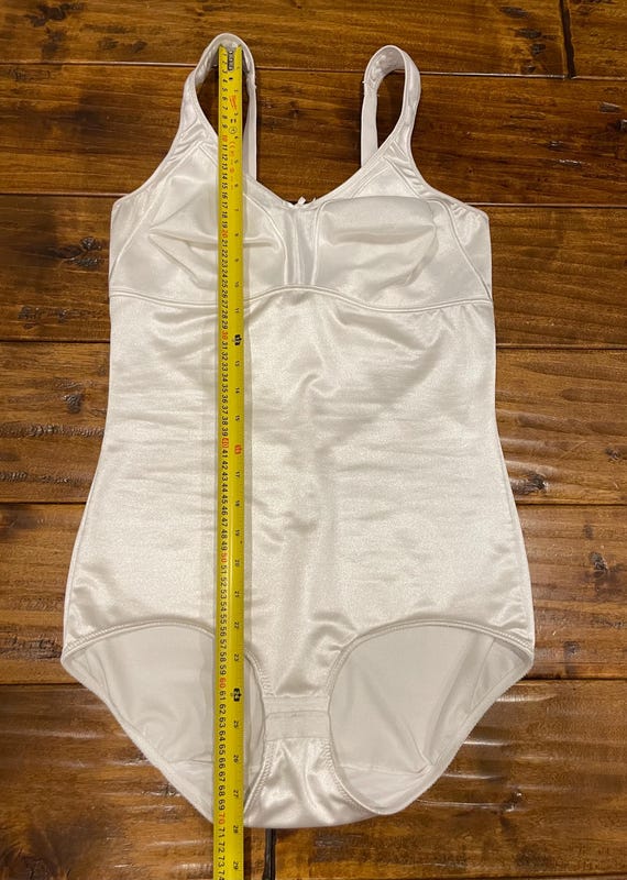 Vintage Playtex white 40D bodysuit stretch satin shap… - Gem