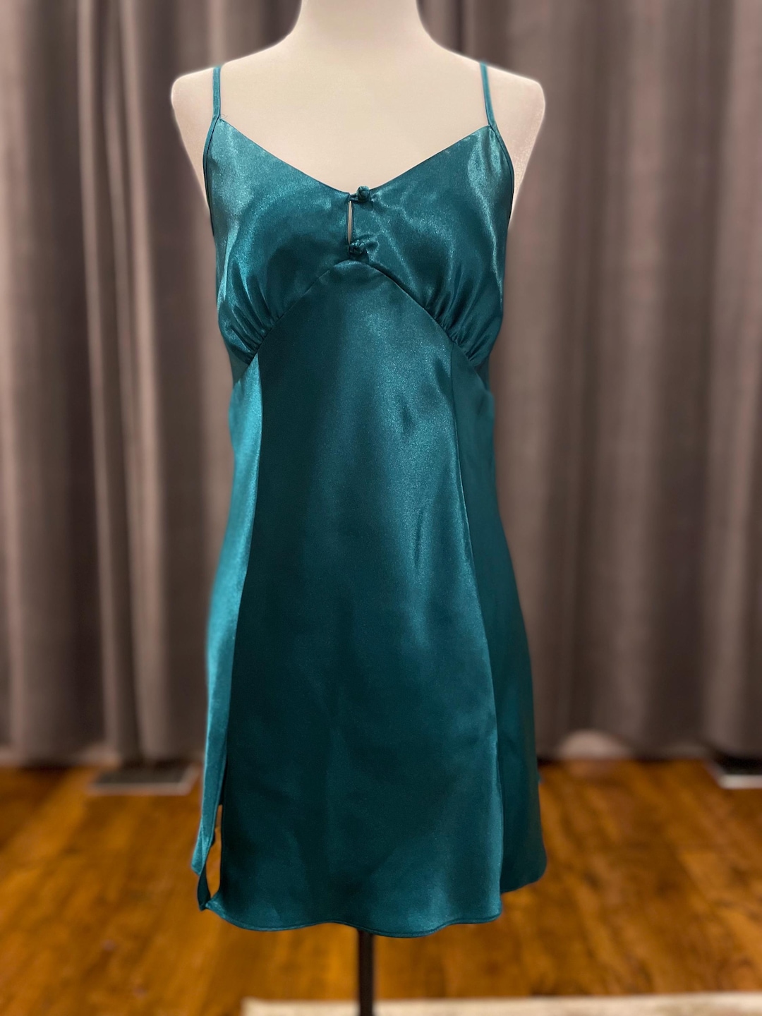 Vintage Green Satin Chemise Nightie Slip Dress - Etsy