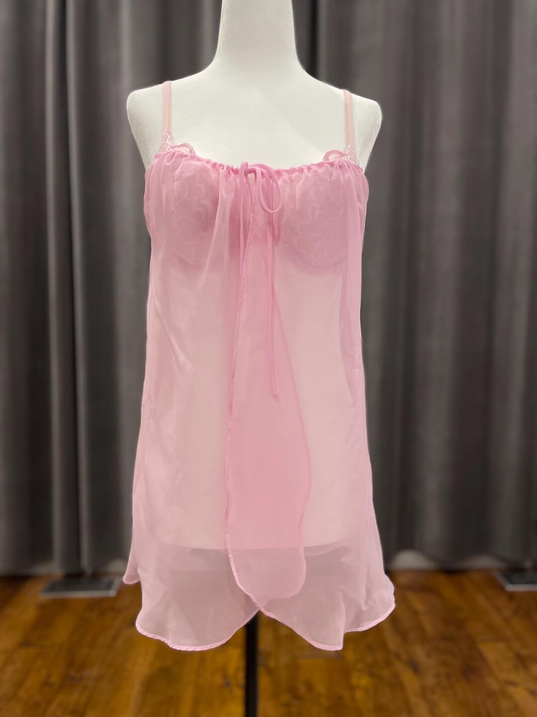 Vintage Babydoll / La Senza Pink Sheer Chiffon Flyaway Babydoll Nightie ...