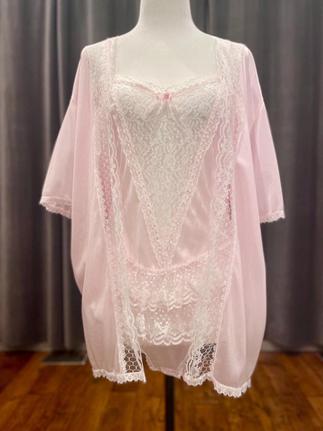 Vintage Infidelle Teddy Robe Set / Pink Peignoir Set - Etsy