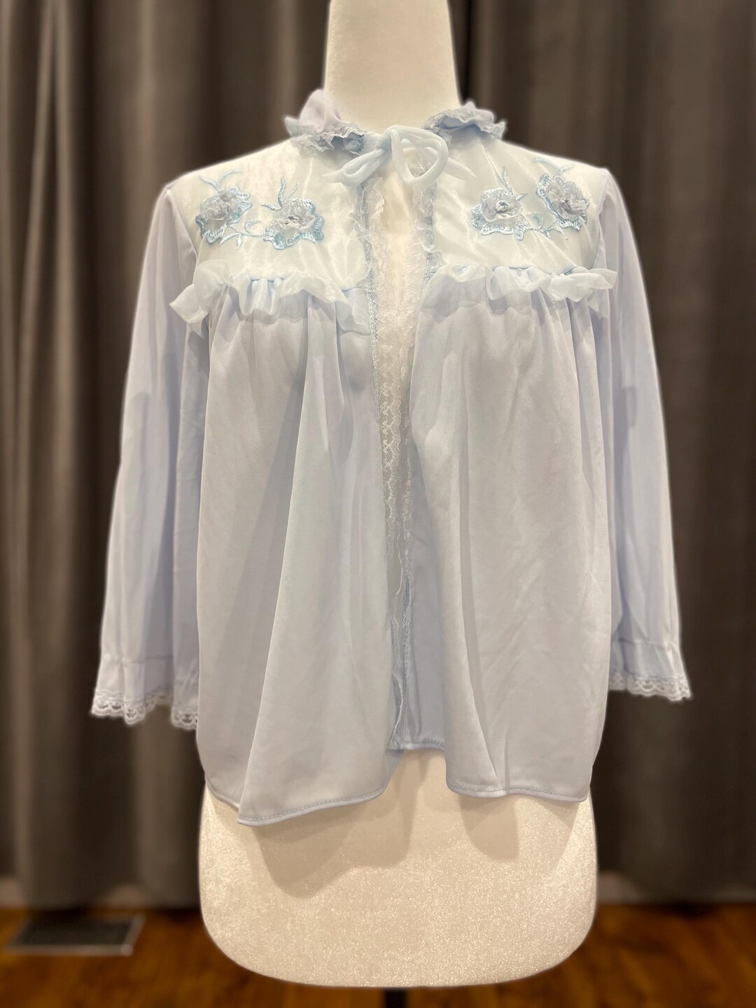 Vintage Lady Barbara Blue Nylon Babydoll Shrug Half Nightie With ...