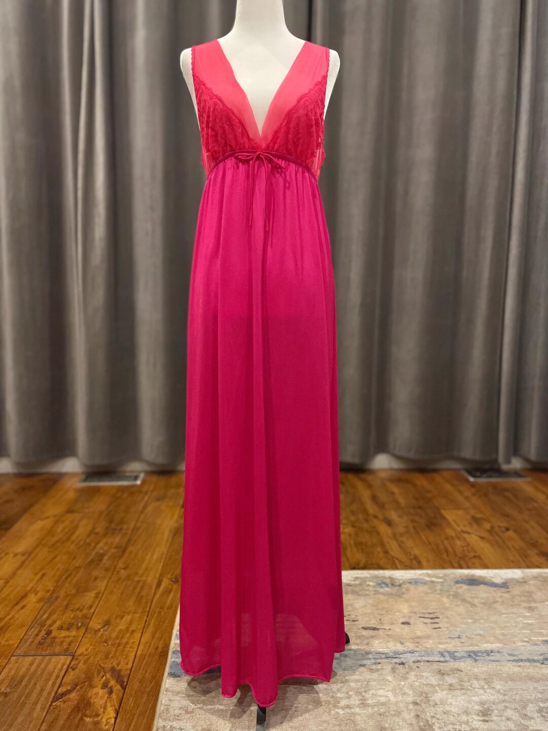 Vintage Pink Nightgown: Undercover Wear Full Length Nylon Nightie Slip ...