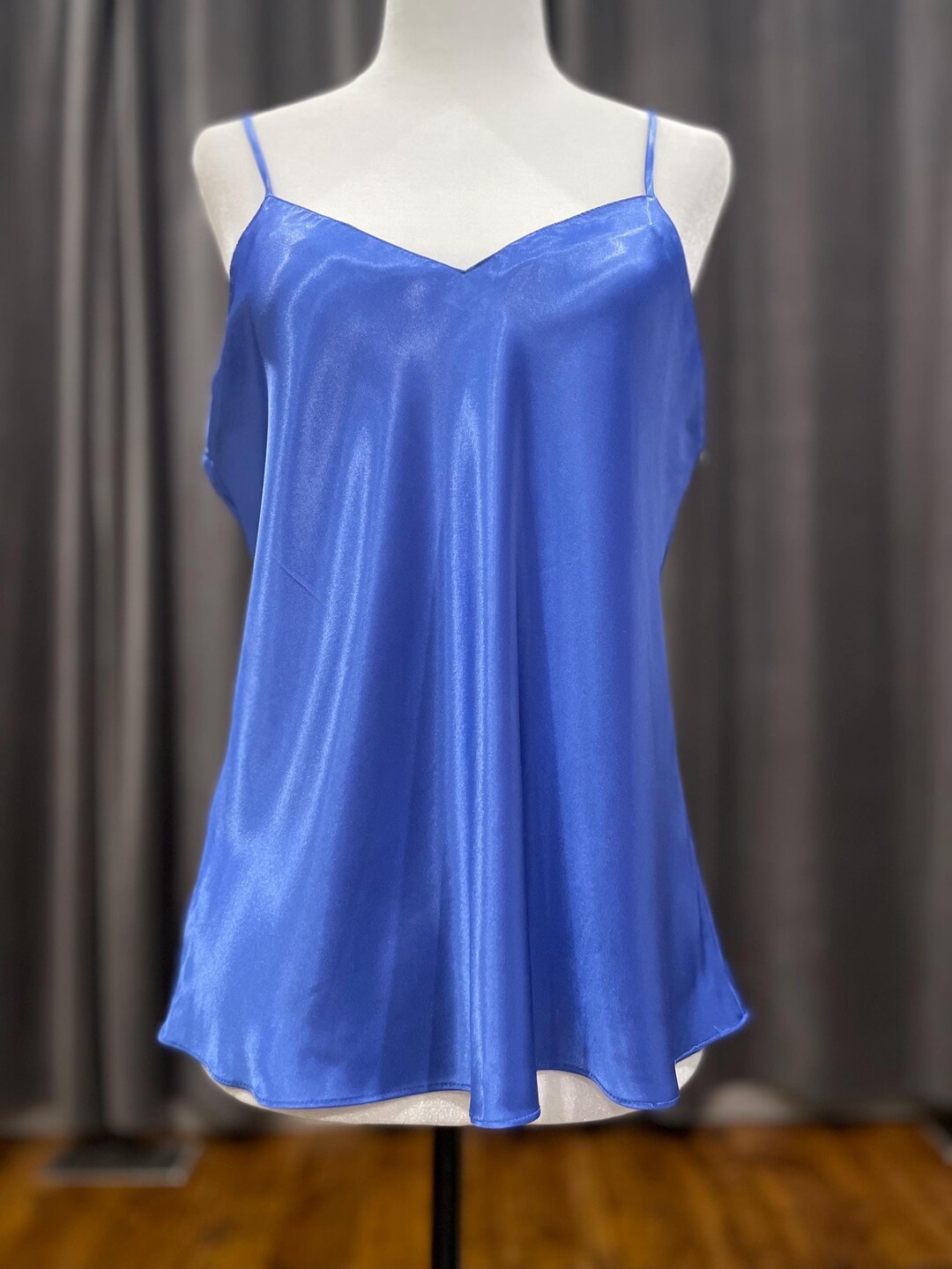 Vintage Satin Cami / Linda La Vie En Rose Blue Satin Camisole - Etsy