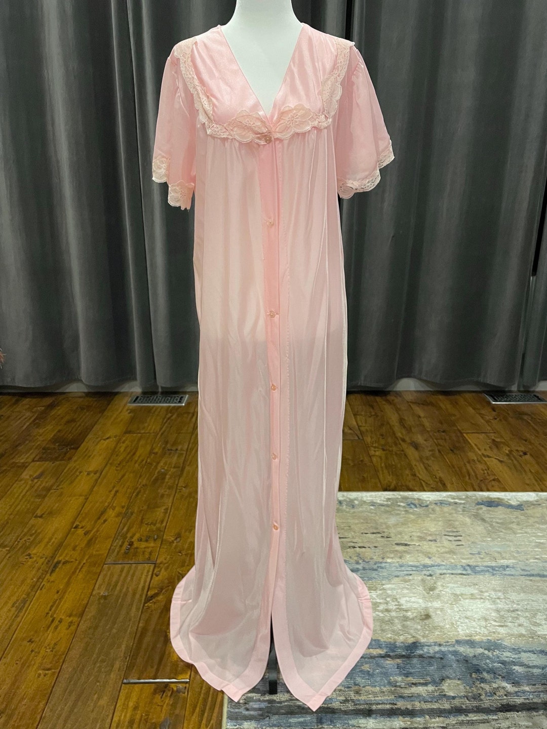 Pink Nylon Vintage Nightgown Muumuu Nightie Button up Front - Etsy