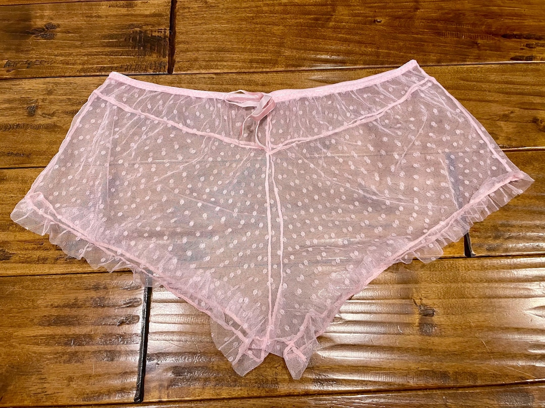 Bragas vintage: bragas rosas de encaje transparente de Frederick’s of ...