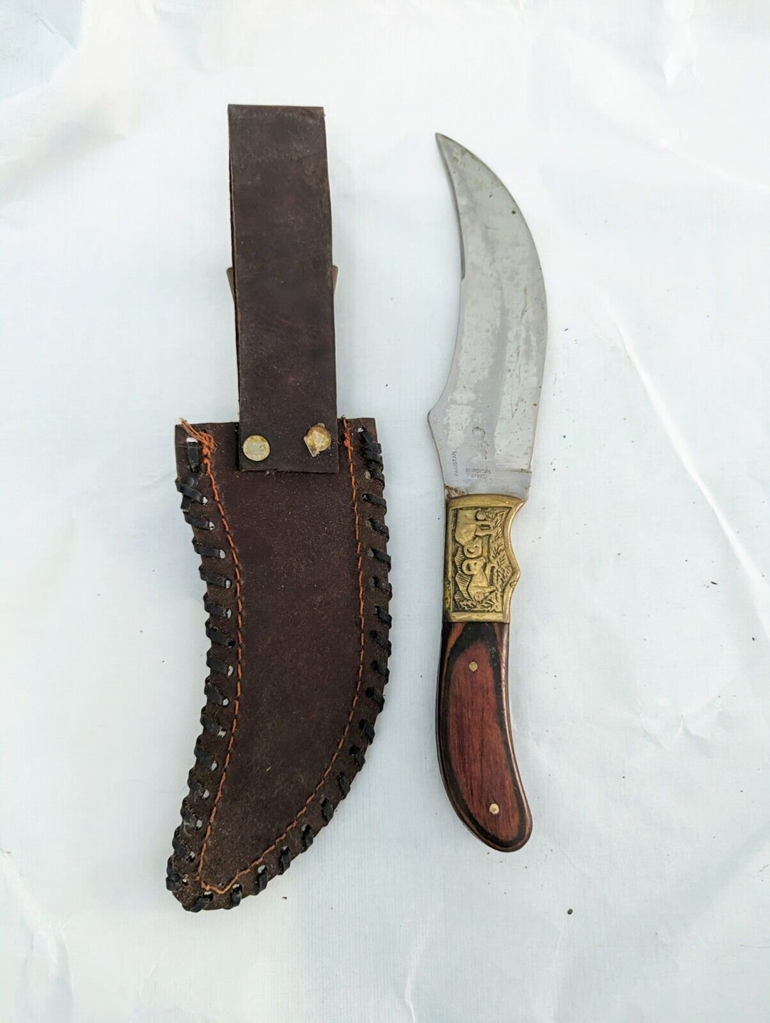 Rare Vintage Pakistan Knife Fixed Blade UNIQUE Brass Rams W/sheath - Etsy